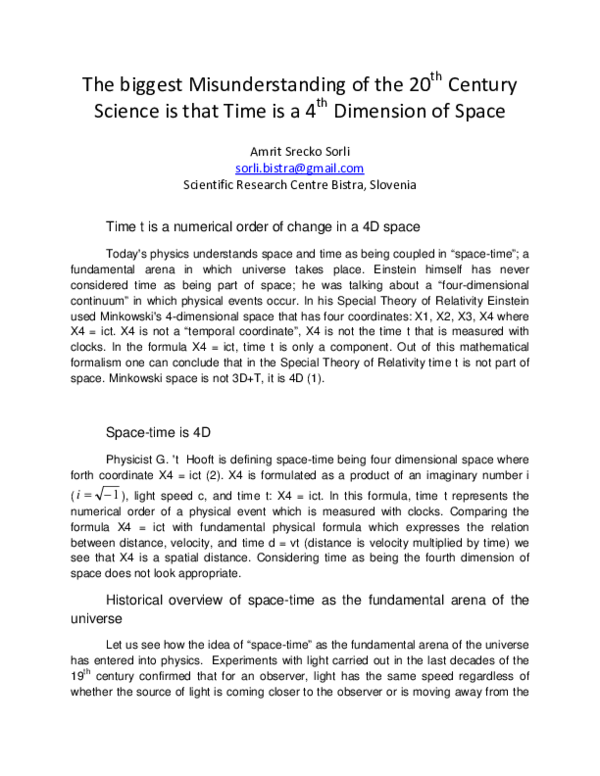 (PDF) The Biggest Misunderstanding of the 20th Century Science is that ...