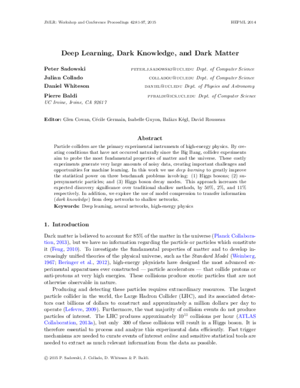 (PDF) Deep Learning, Dark Knowledge, and Dark Matter