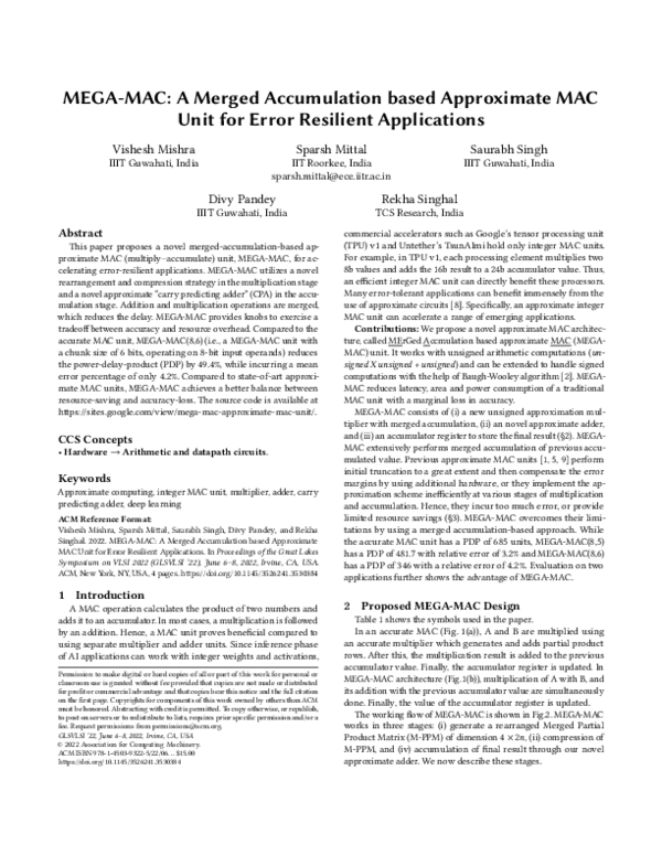 (PDF) MEGA-MAC: A Merged Accumulation based Approximate MAC Unit for ...