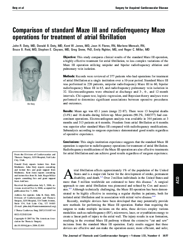 (PDF) Comparison of standard Maze III and radiofrequency Maze ...