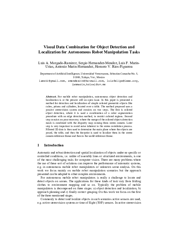 (PDF) Visual Data Combination for Object Detection and Localization for Autonomous Robot ...
