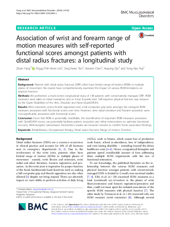 (PDF) Association of wrist and forearm range of motion measures with ...