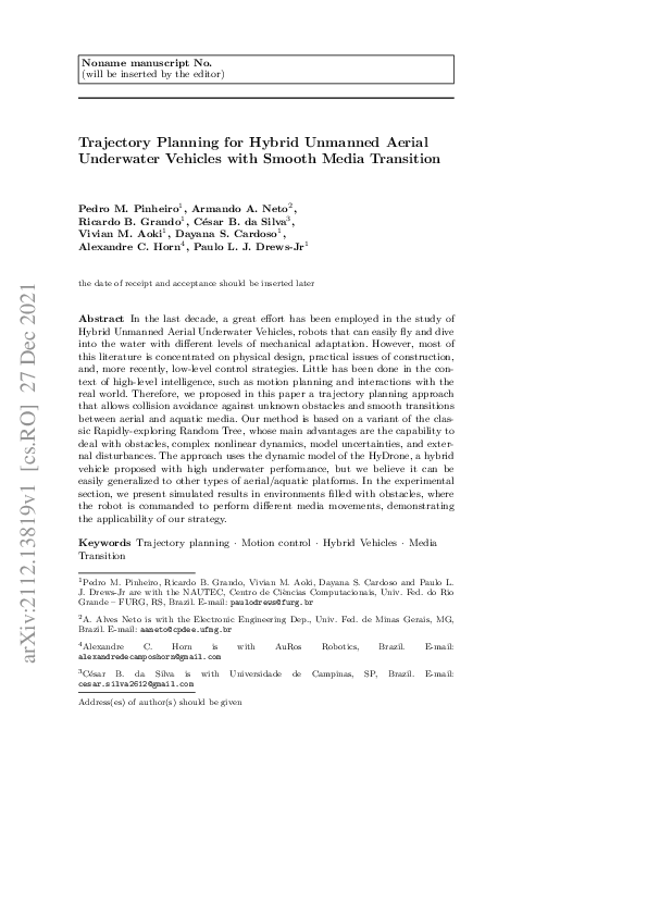 (PDF) Trajectory Planning for Hybrid Unmanned Aerial Underwater ...