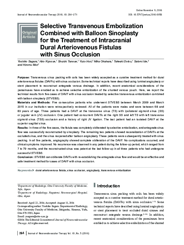 (PDF) Selective Transvenous Embolization Combined with Balloon ...