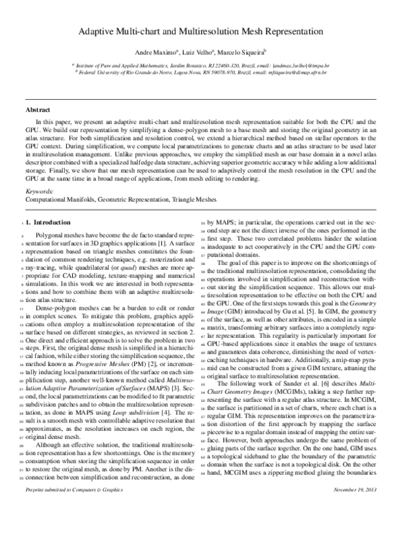 (PDF) Adaptive multi-chart and multiresolution mesh representation