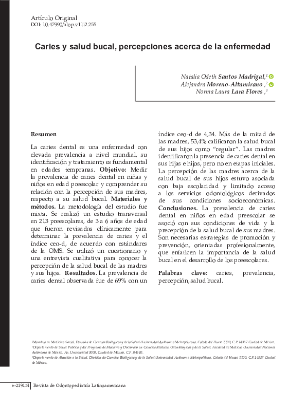 (PDF) Caries y salud bucal, percepciones acerca de la enfermedad
