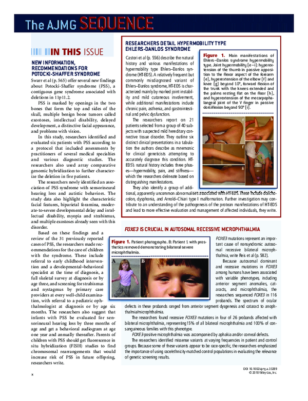 (PDF) New information, recommendations for Potocki-Shaffer syndrome