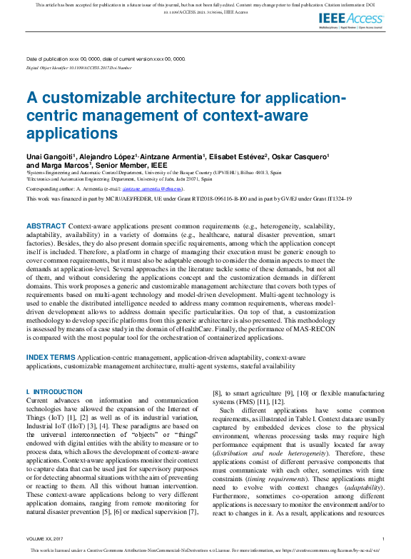 A customizable architecture for application-centric management of context-aware applications
