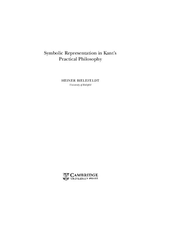 (PDF) Symbolic Representation in Kant’s Practical Philosophy