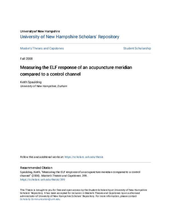 (PDF) Measuring the ELF response of an acupuncture meridian compared to ...