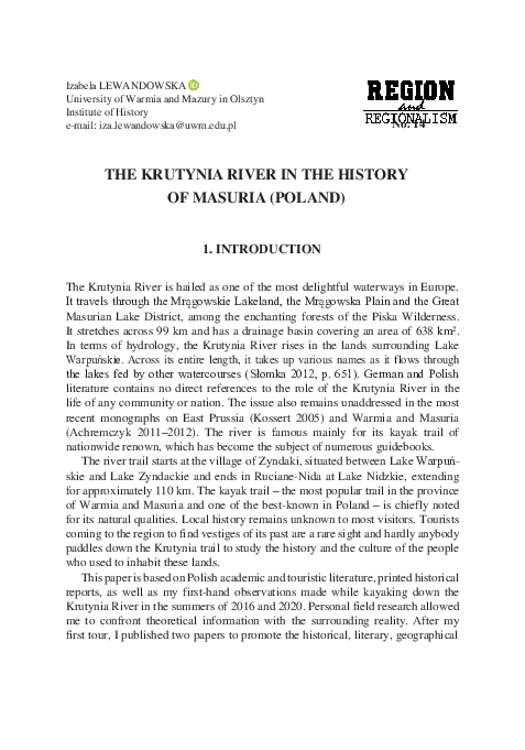 (PDF) The Krutynia River in the history of Masuria (Poland), "Region ...