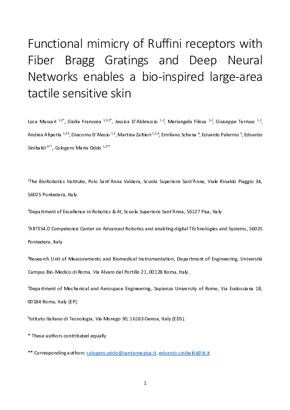 (PDF) Functional mimicry of Ruffini receptors with Fiber Bragg Gratings ...