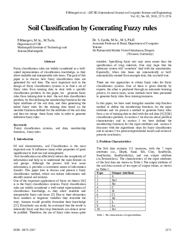 (PDF) Soil Classification by Generating Fuzzy rules