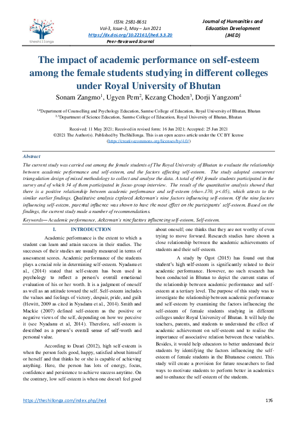 (PDF) The impact of academic performance on self-esteem among the ...