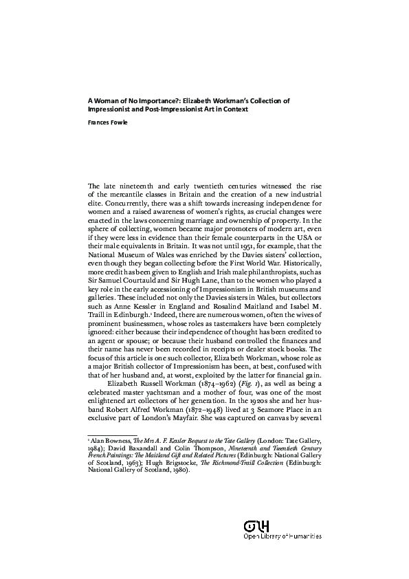 (PDF) A Woman of No Importance?: Elizabeth Workman’s Collection of ...