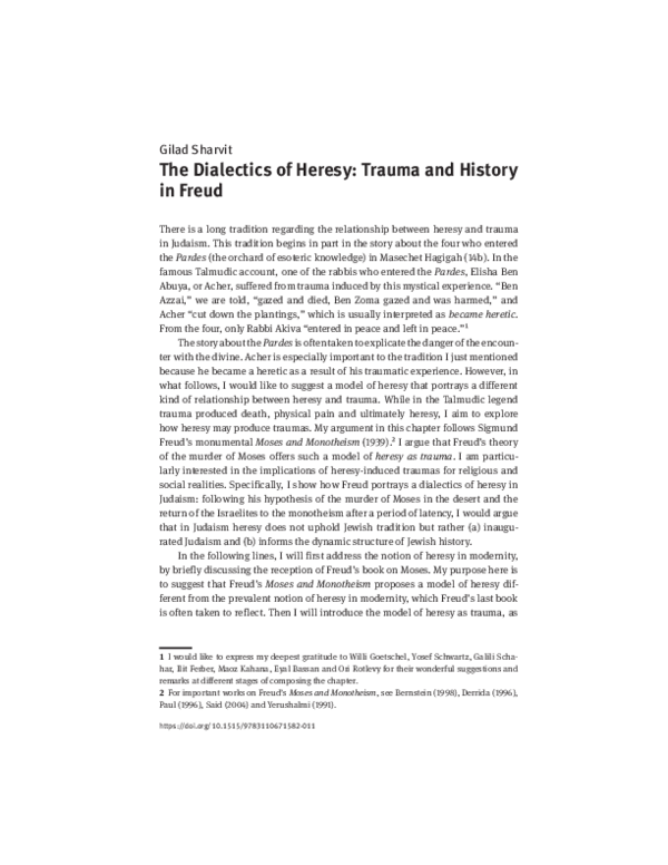 (PDF) Sharvit, G. “The Dialectics of Heresy: History and Trauma in ...