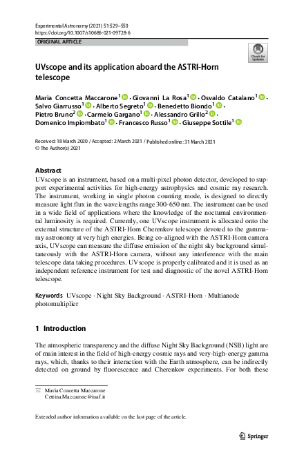 (PDF) UVscope and its application aboard the ASTRI-Horn telescope