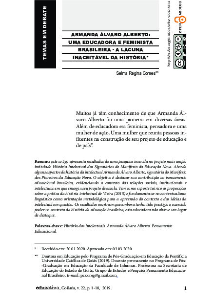 (PDF) Armanda Álvaro Alberto: uma Educadora e Feminista Brasileira – a ...