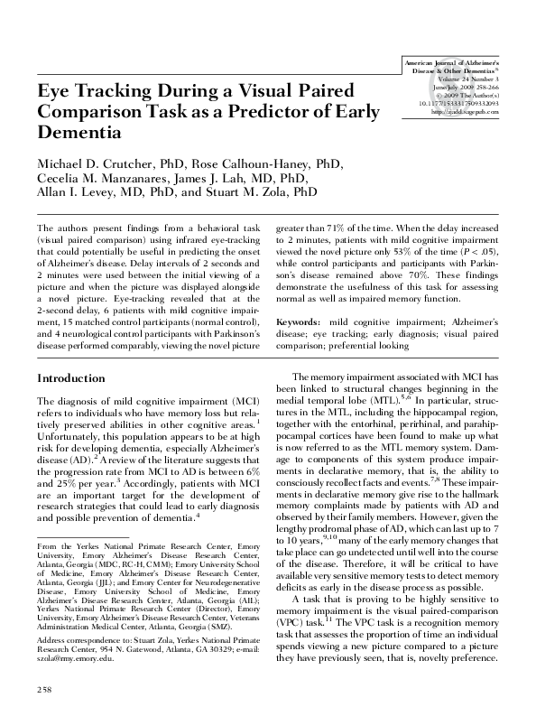 (PDF) Eye Tracking During a Visual Paired Comparison Task as a ...