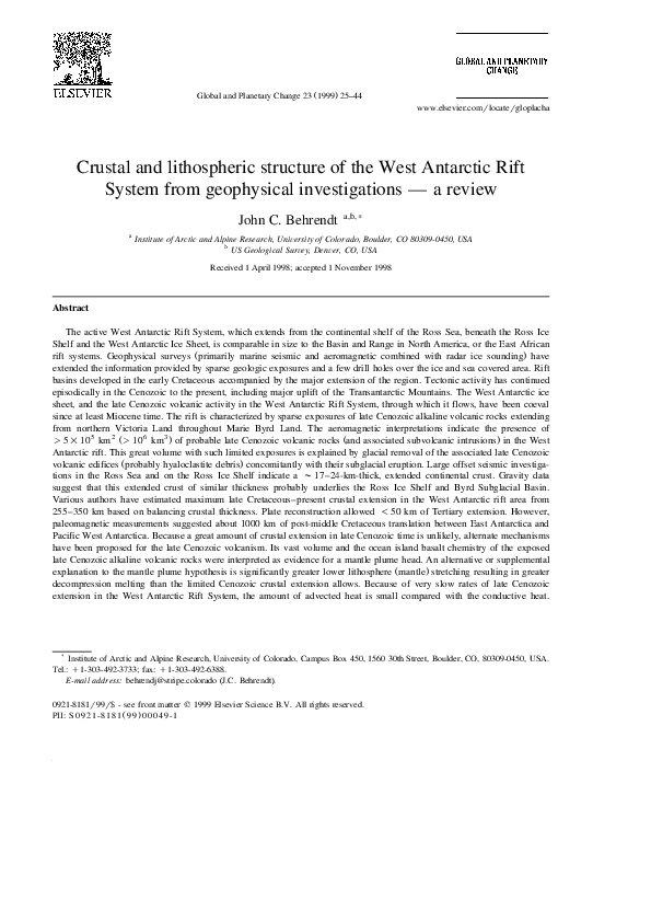 (PDF) Crustal and lithospheric structure of the West Antarctic Rift ...