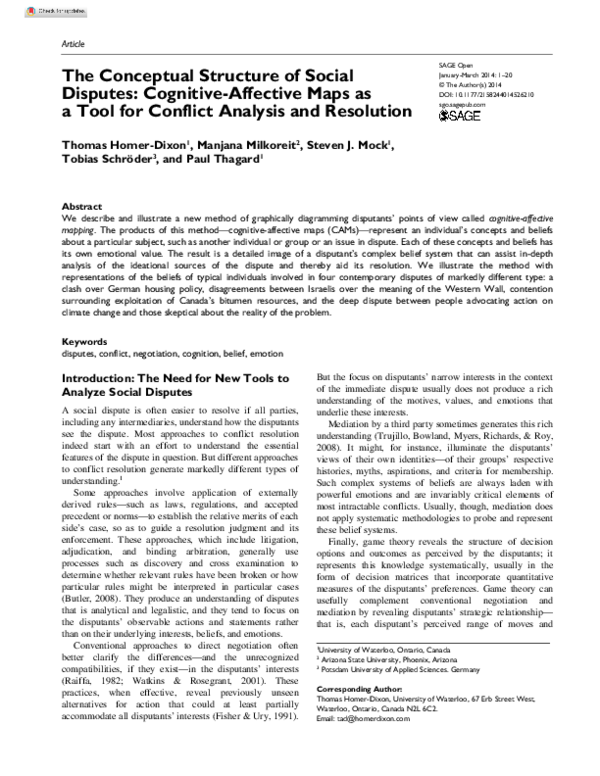 (PDF) The Conceptual Structure of Social Disputes | Steven Mock ...