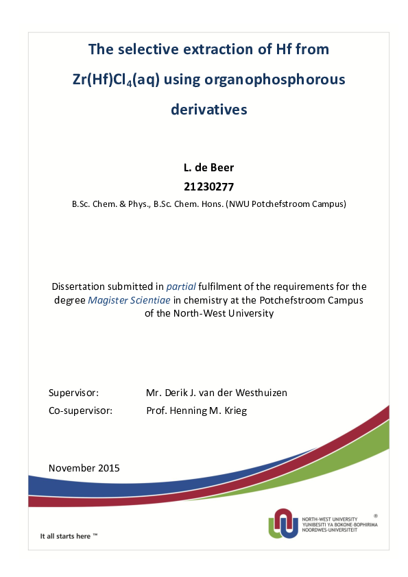 (PDF) The selective extraction of Hf from Zr(Hf)Cl4(aq) using ...