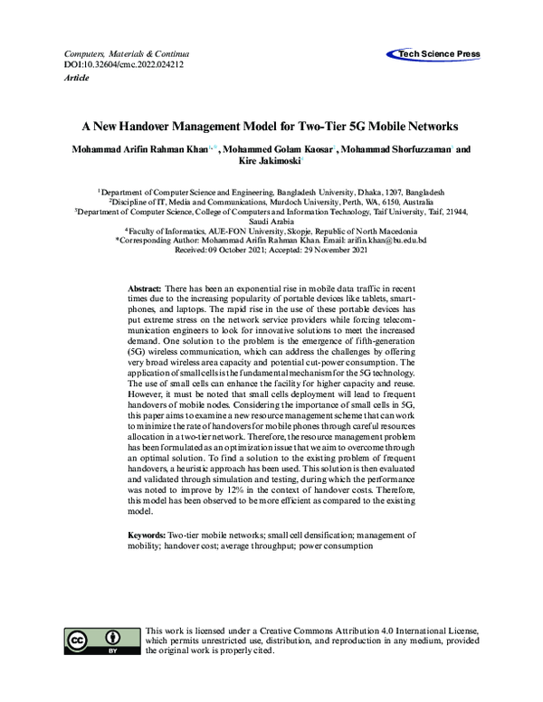 (PDF) A New Handover Management Model for Two-Tier 5G Mobile Networks