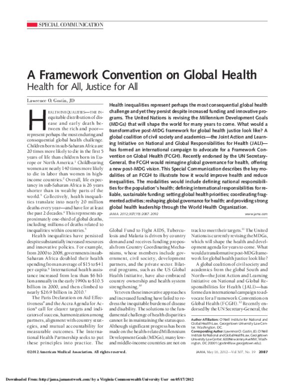 (PDF) A Framework Convention on Global Health