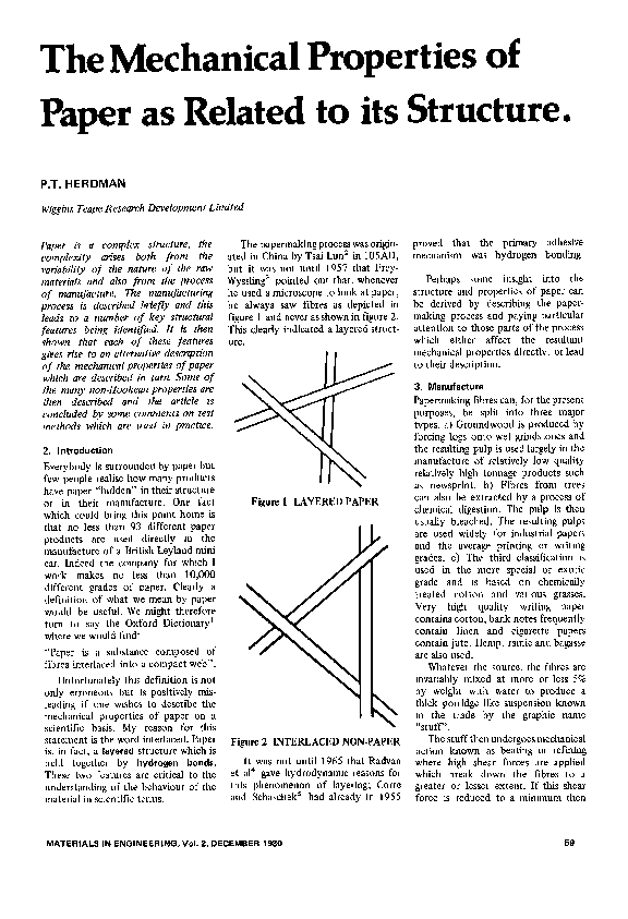 (PDF) The mechanical properties of paper as related to its structure