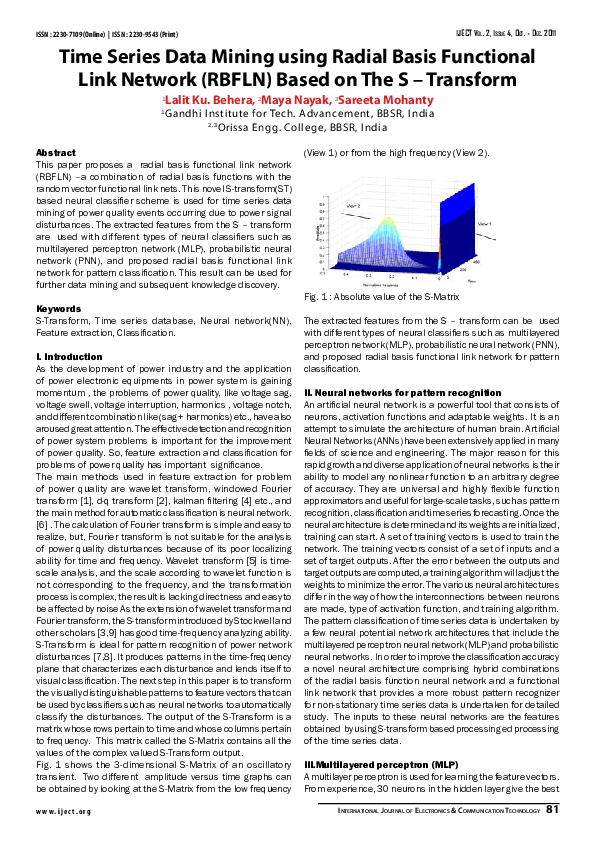 Pdf Time Series Data Mining Using Radial Basis Functional Link Network Rbfln Based On The