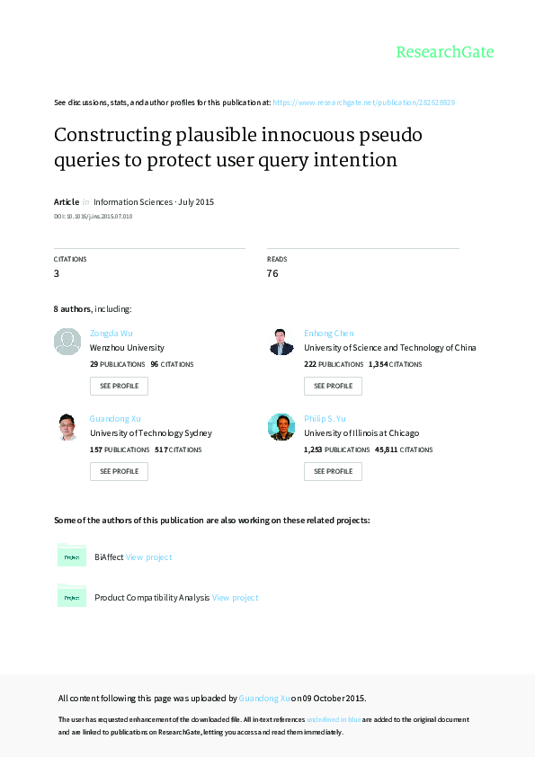 (PDF) Constructing plausible innocuous pseudo queries to protect user ...