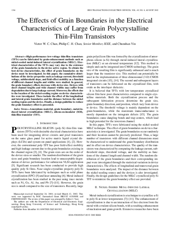 (PDF) The effects of grain boundaries in the electrical characteristics of large grain ...