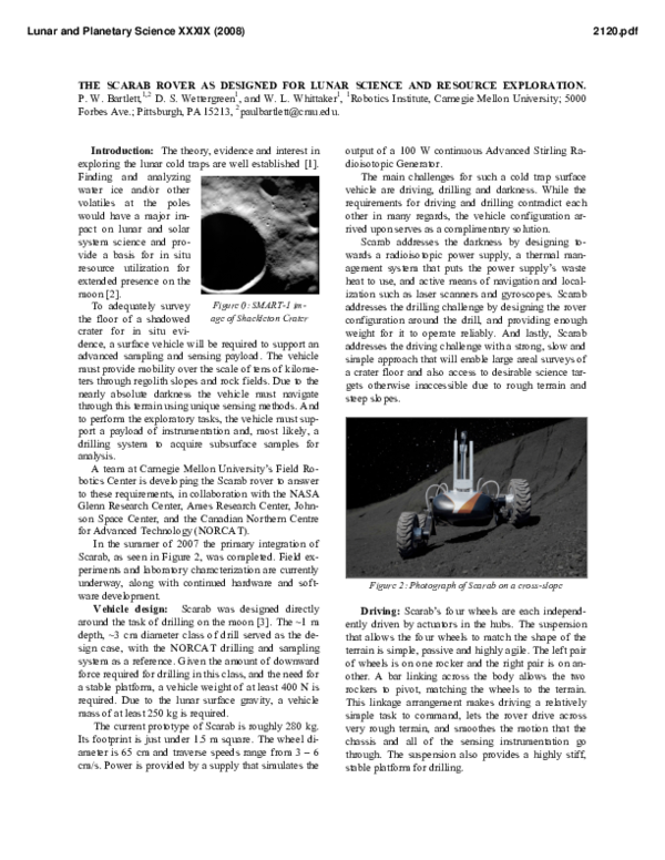 (PDF) The Scarab Rover as Designed for Lunar Science and Resource ...