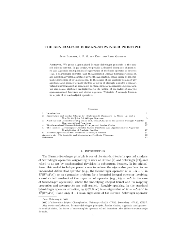 (PDF) The generalized Birman-Schwinger principle