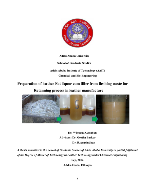 (PDF) Preparation of leather Fat liquor cum filler from fleshing waste ...