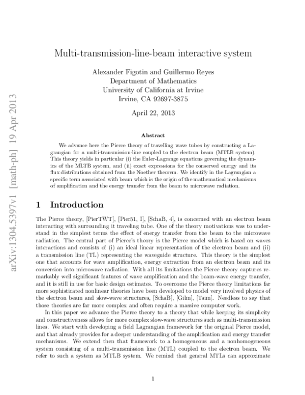 (PDF) Multi-transmission-line-beam interactive system