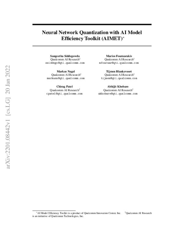 (PDF) Neural Network Quantization with AI Model Efficiency Toolkit (AIMET)