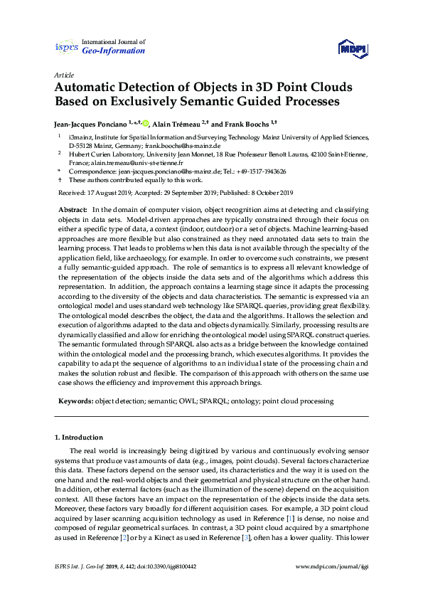 (PDF) Automatic Detection of Objects in 3D Point Clouds Based on Exclusively Semantic Guided ...