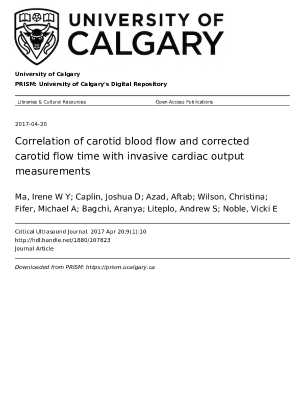(PDF) Correlation of carotid blood flow and corrected carotid flow time ...
