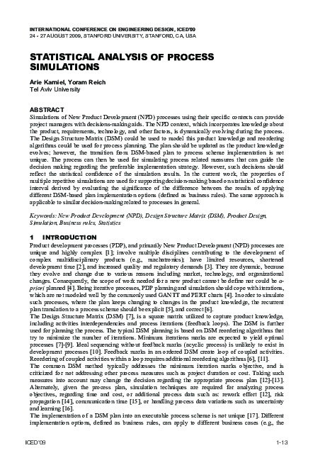 Pdf Statistical Analysis Of Process Simulations