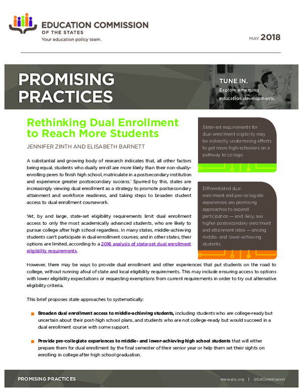 (PDF) Rethinking Dual Enrollment to Reach More Students