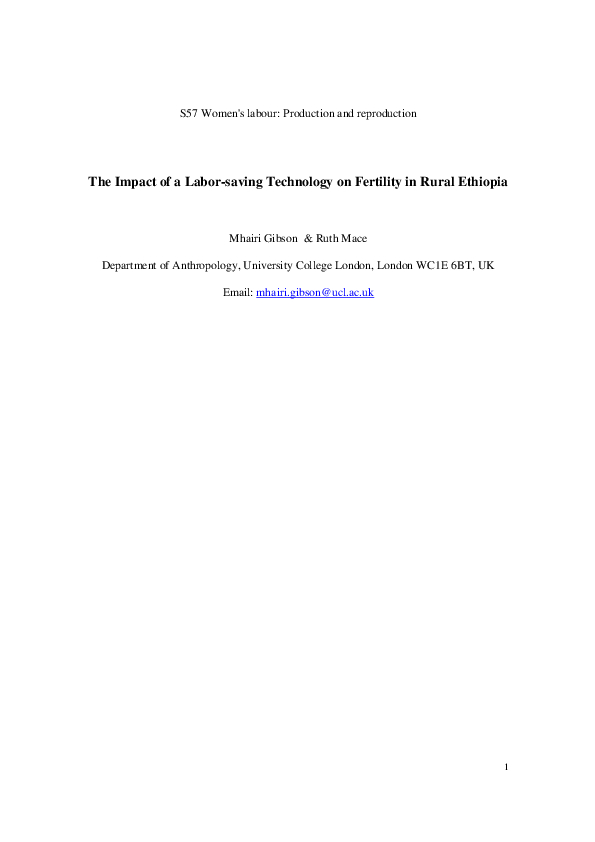 (PDF) The Impact of a Labor-saving Technology on Fertility in Rural ...