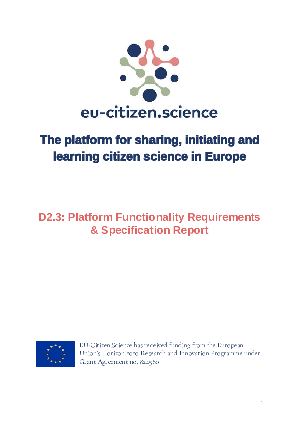 (PDF) D2.3: Platform Functionality Requirements & Specification Report