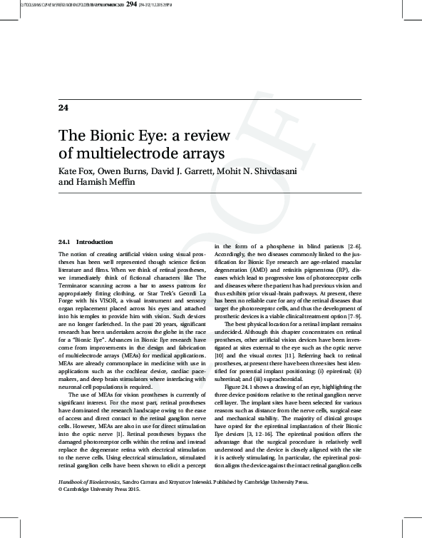 (PDF) The Bionic Eye: a review of multielectrode arrays