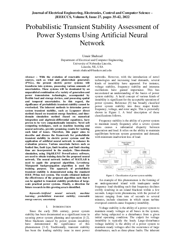 (PDF) Probabilistic Transient Stability Assessment of Power Systems ...