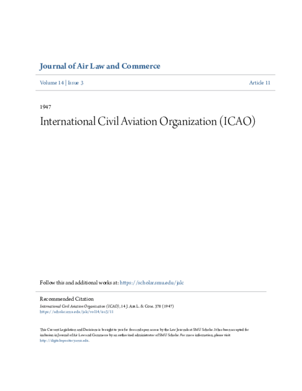 (PDF) International Civil Aviation Organization (ICAO)