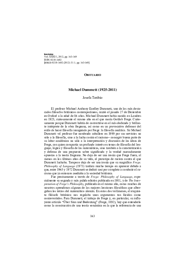(PDF) Michael Dummett (1925-2011)
