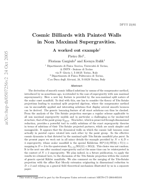 (PDF) Cosmic billiards with painted walls in non-maximal supergravities ...