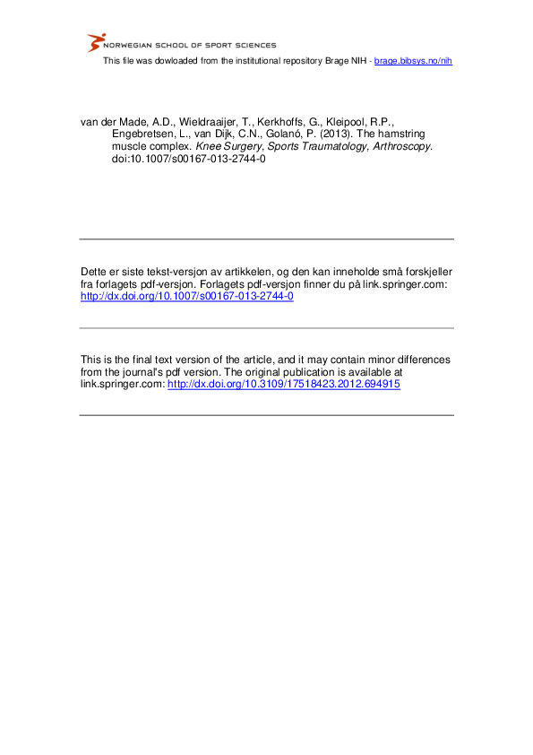 (PDF) The hamstring muscle complex