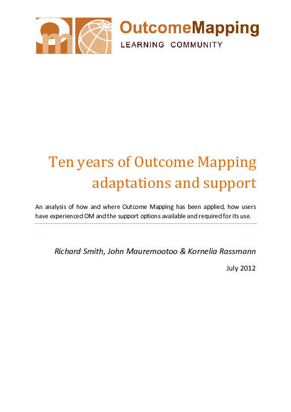 (PDF) Ten years of Outcome Mapping adaptations and support An analysis ...